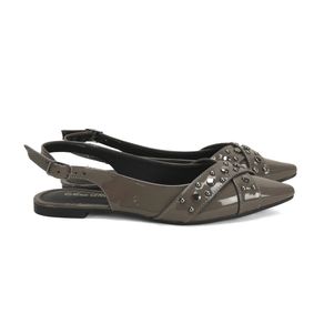 Slingback verniz ônix metal ônix - anamello